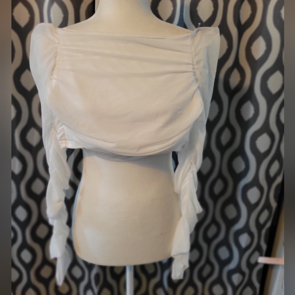 SHEIN | Tops | 4sheer Gathered Sleeve Crop Top | Poshmark
